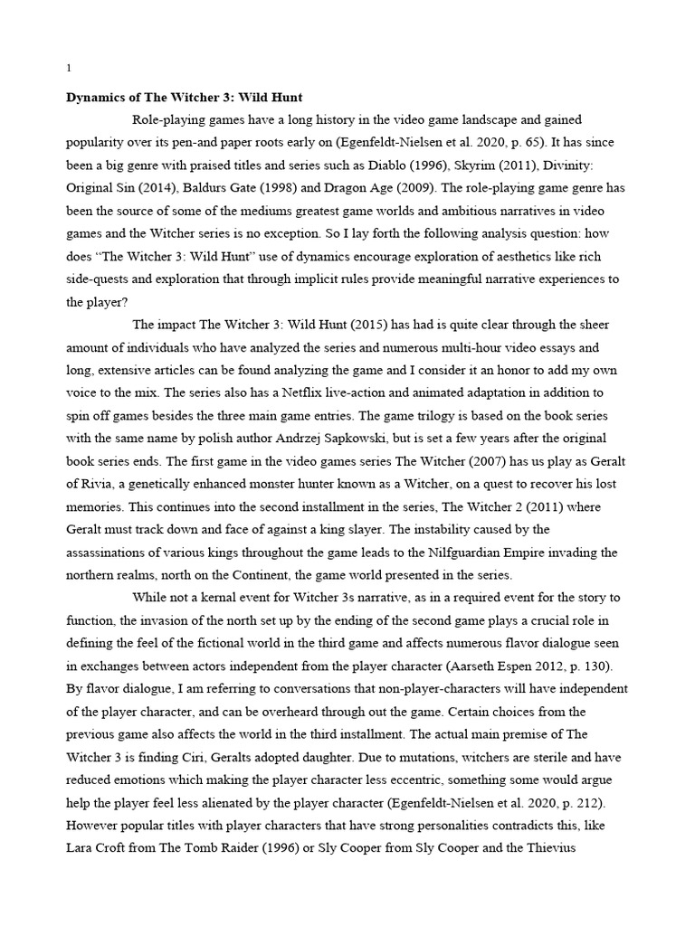 Dynamics of The Witcher 3 Wild Hunt, Bagus André Aarvak 2023 | PDF
