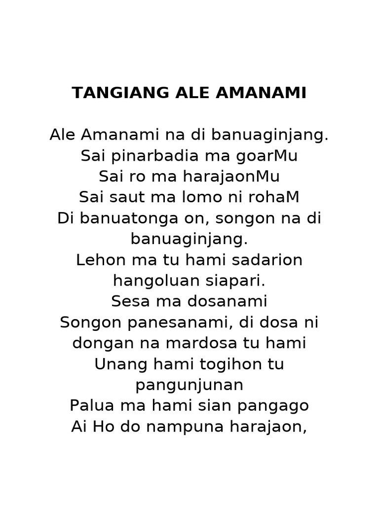 Tangiang Ale Amanami | PDF