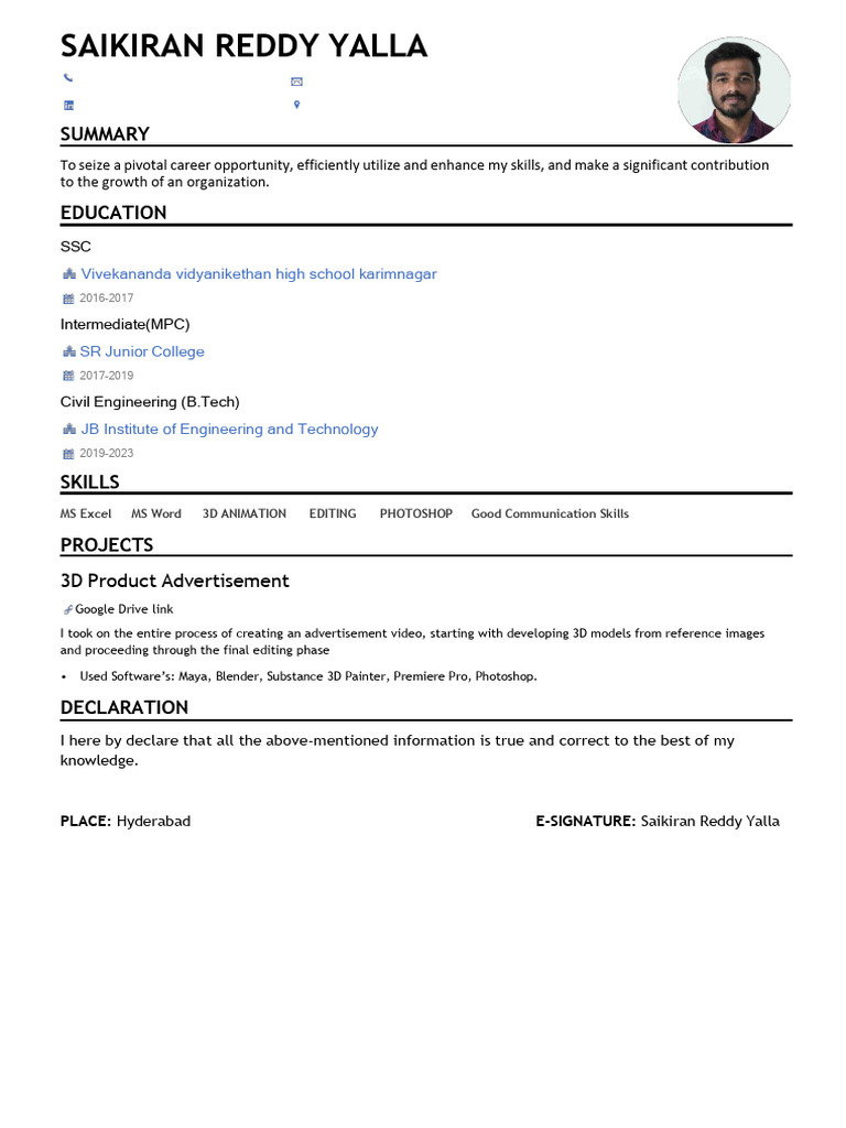 Saikiran Reddy Yalla Resume | PDF