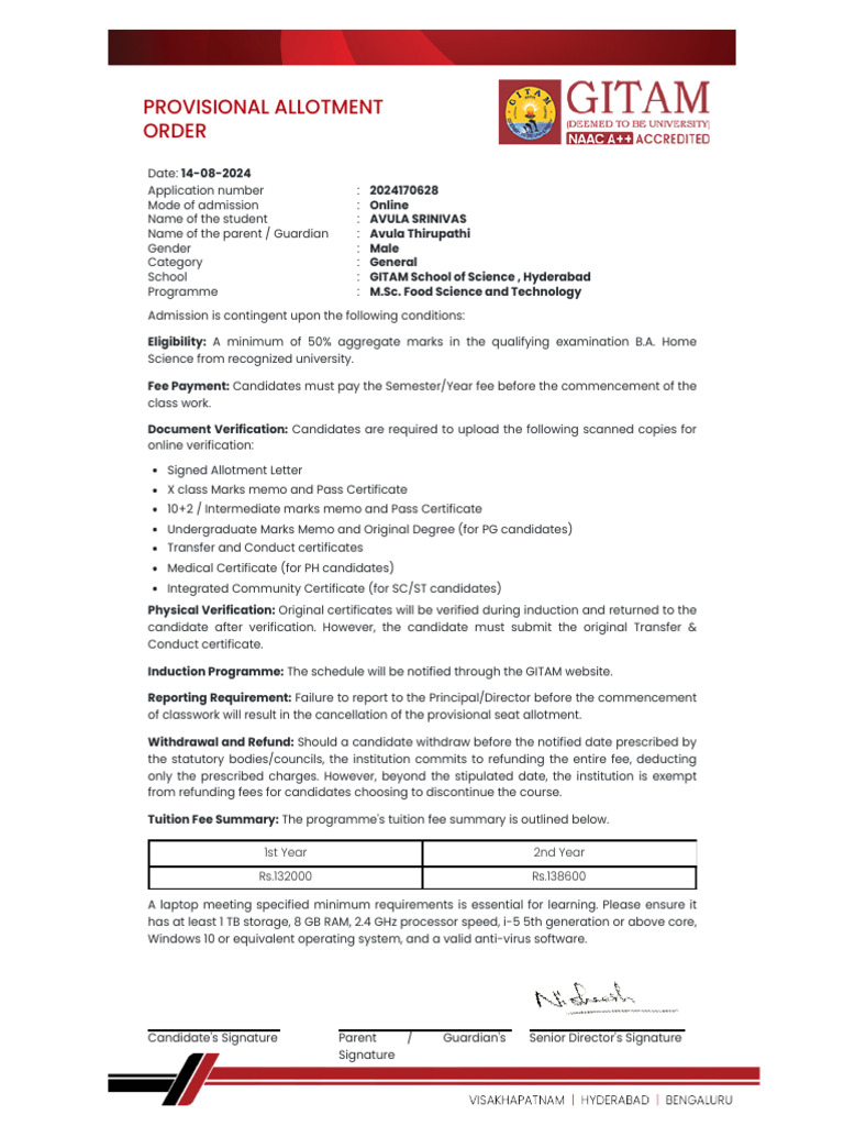 GITAM Admissions | PDF