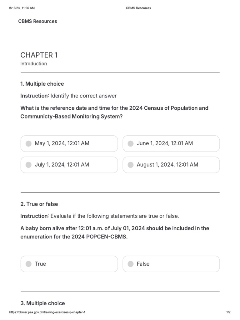 CBMS Resources Chapter 1 | PDF