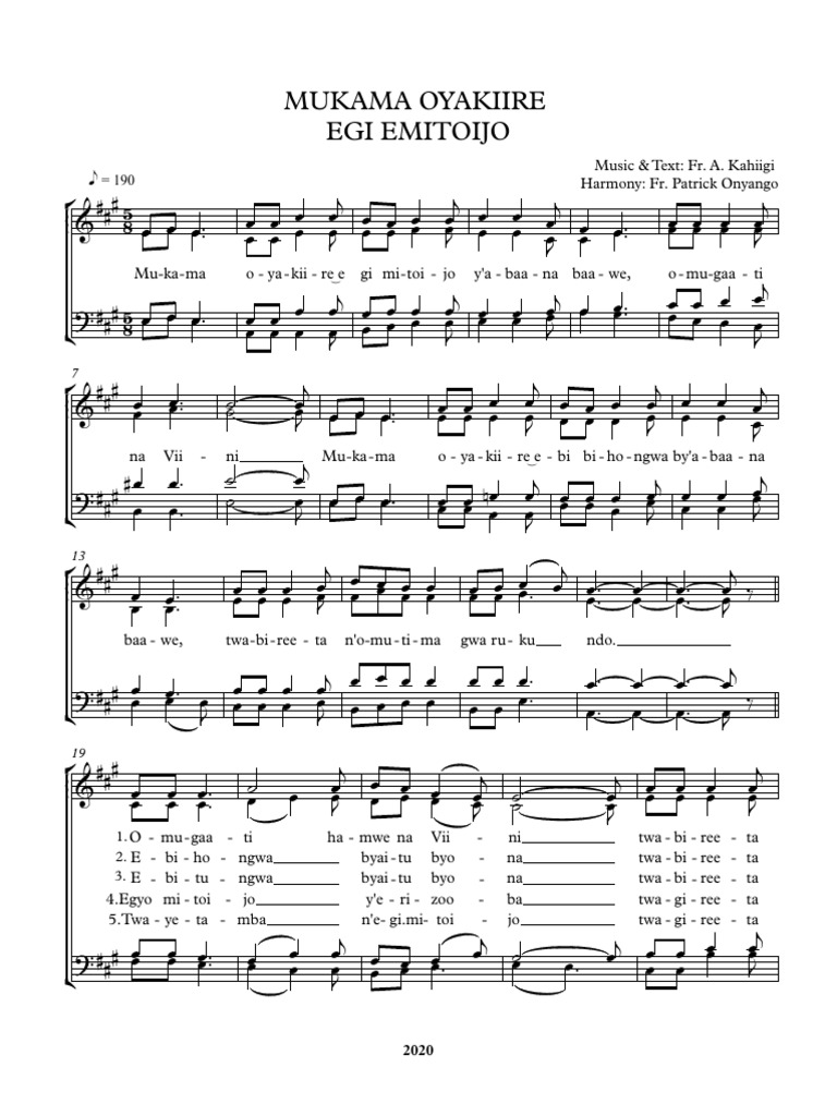 MUKAMA OYAKIIRE EGI EMITOIJO - Full Score | PDF MUKAMA OYAKIIRE EGI EMITOIJO - Full Score | PDF