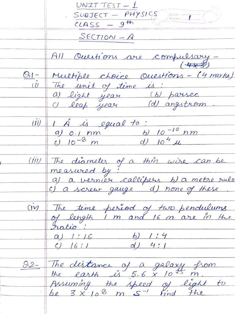 9th Physics Ut 1 SFC | PDF