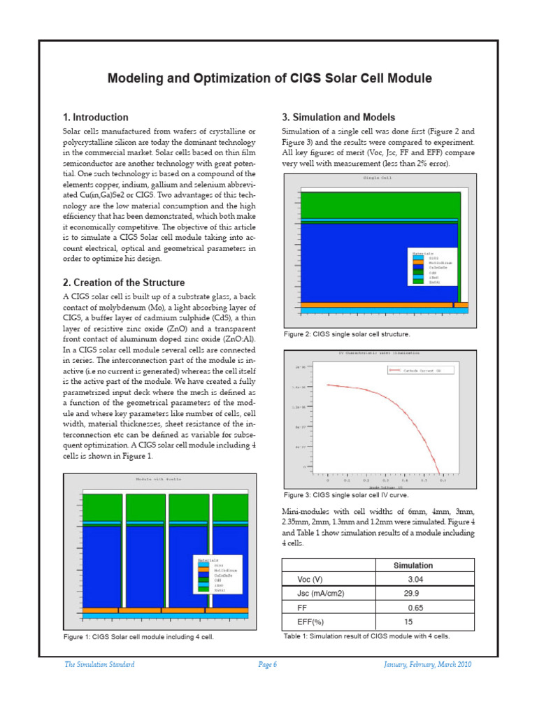 Modeling and Optimization of CIGS Solar Cell Module - Silvaco | PDF