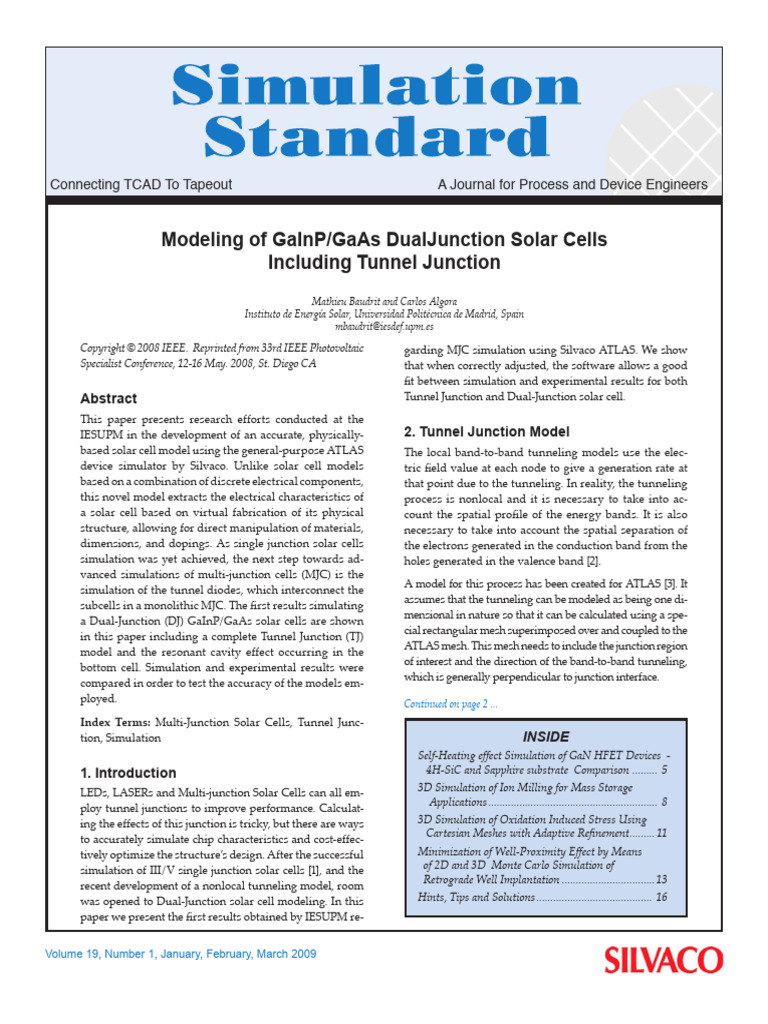 Modeling of GaInP - GaAs DualJunction Solar Cells ... - Silvaco | PDF