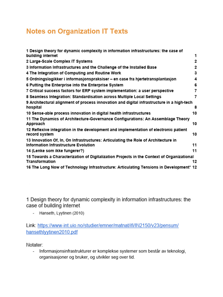 Notes On Organization IT Texts | PDF