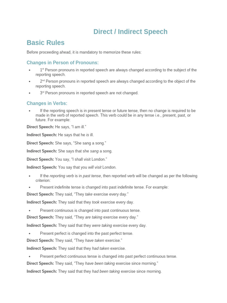 Direct-Indirect Speech | PDF