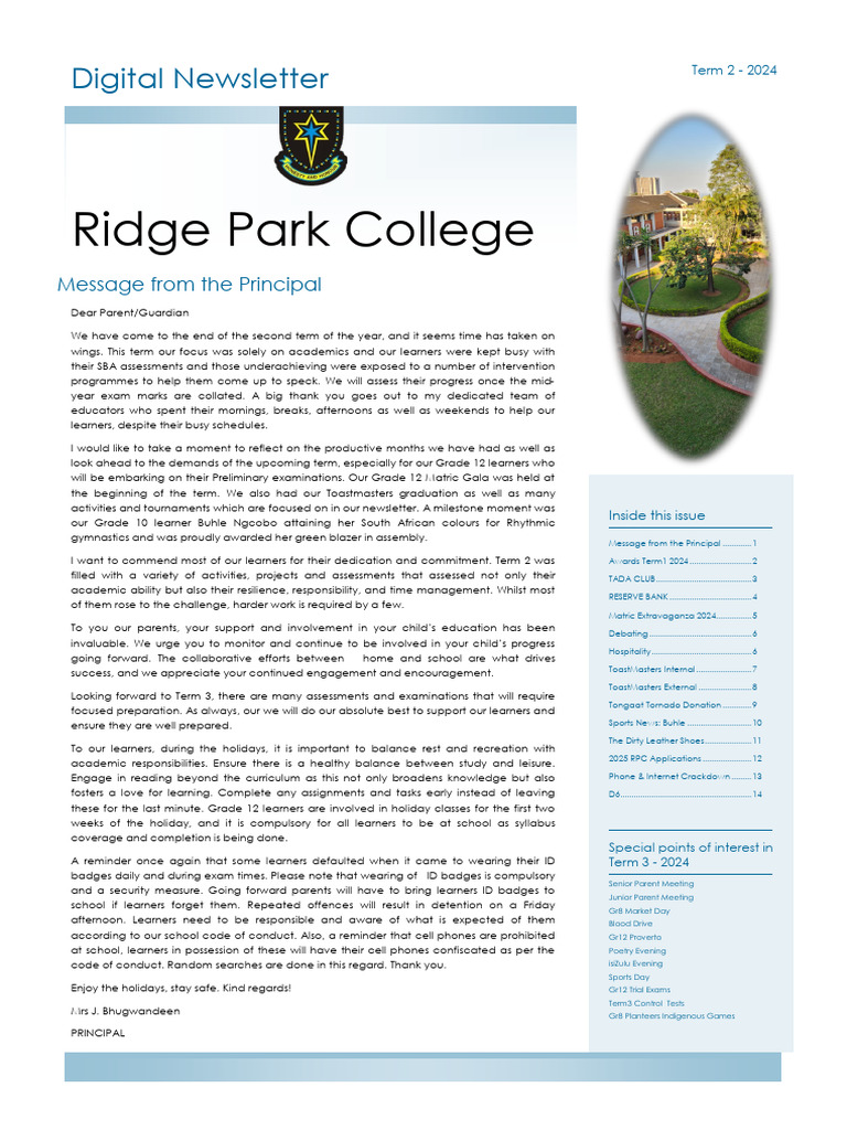 RPC News Letter Term2-2024 | PDF