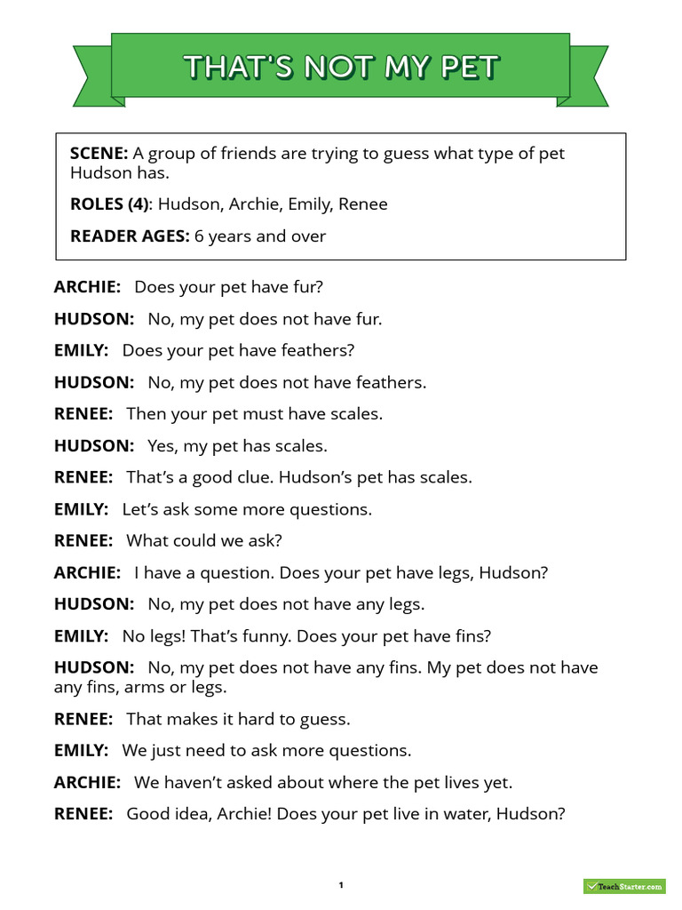 Readers Theatre Script Whats My Pet Colour | PDF