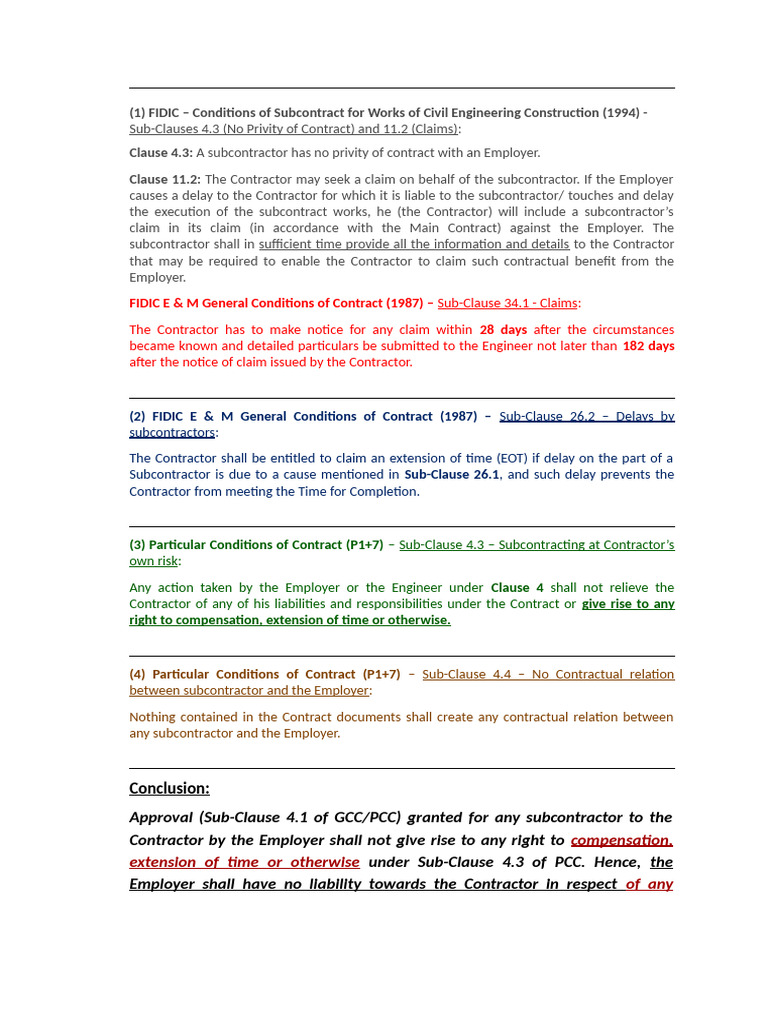 Subcontracting Privity of Contract | PDF