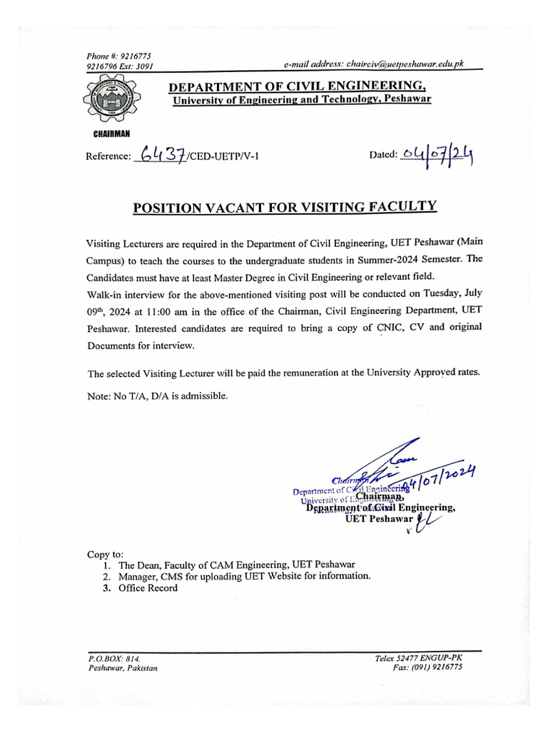 Civil Visiting Faculty | PDF