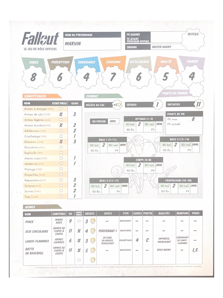 Fallout 2D20 JDR - Français - Prétirés - Marvin | PDF