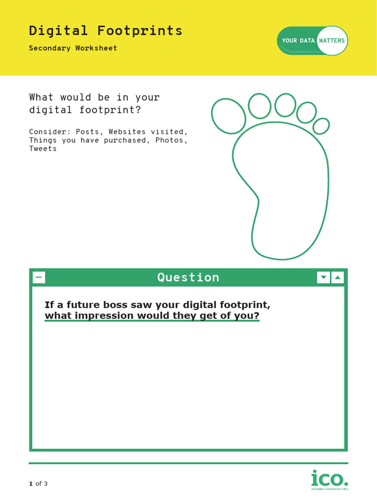 Digital Footprint Worksheet 1 | PDF