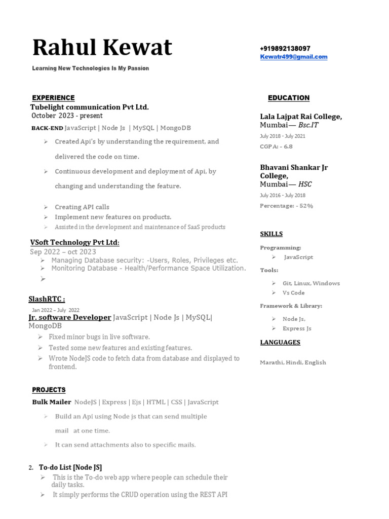 CVRahul Kewat | PDF
