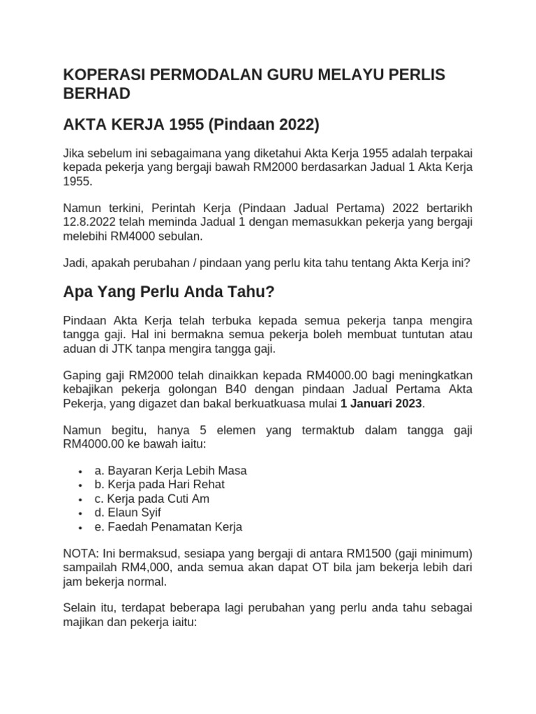 Akta Kerja 1955 | PDF