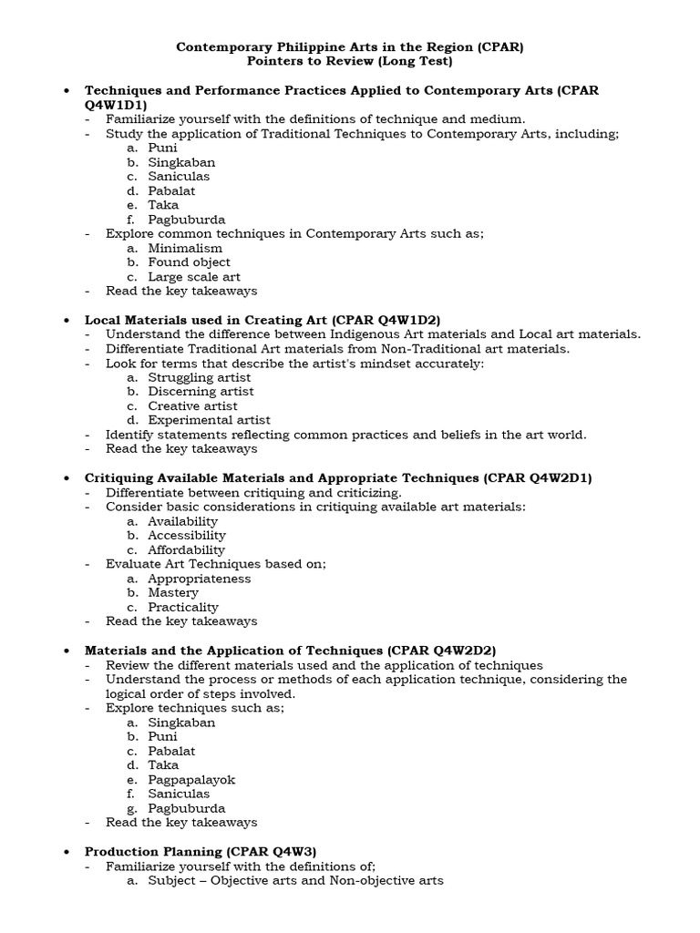 Q4CPARLT Pointers To Review | PDF