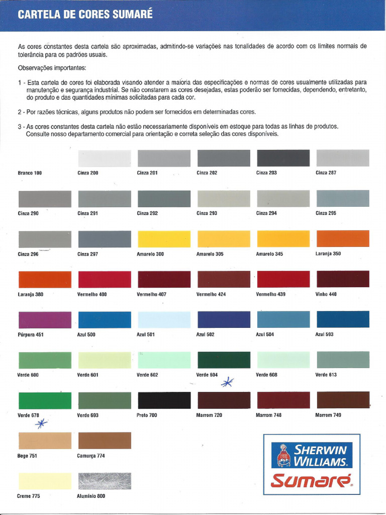 CARTELA DE CORES - SW | PDF