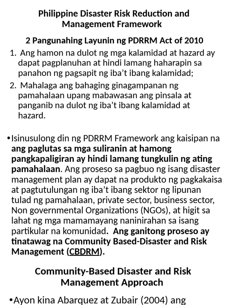 Philippine Disaster Risk Reduction and Management Framework | PDF