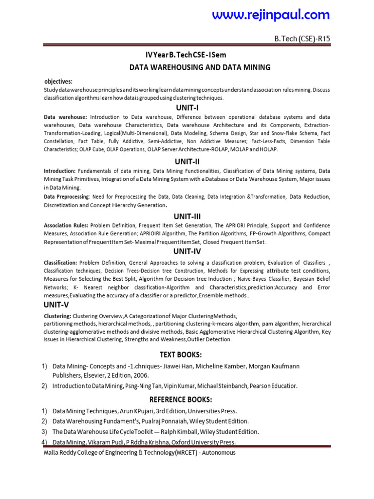 Data Warehousing&data Mining | PDF