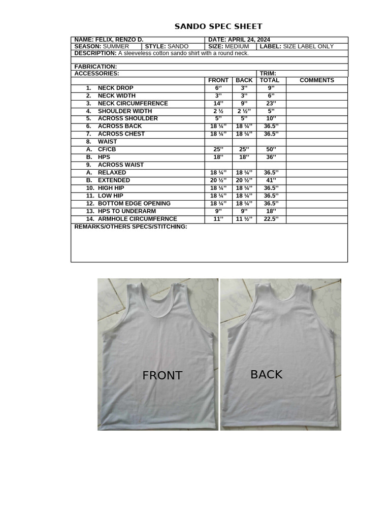 Sando Spec Sheet 1 | PDF
