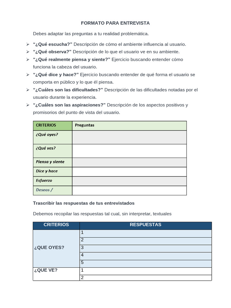 Formato para Entrevista | PDF