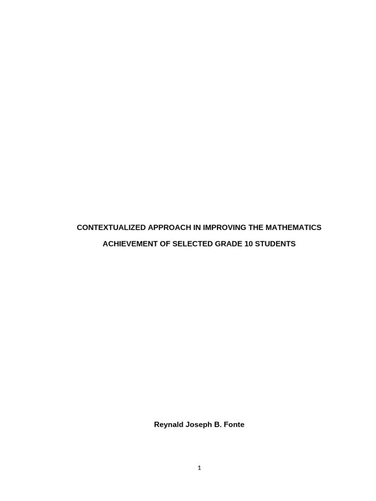 Contextualized Approach in Grade 10 Math | PDF | Effect Size | Career ...