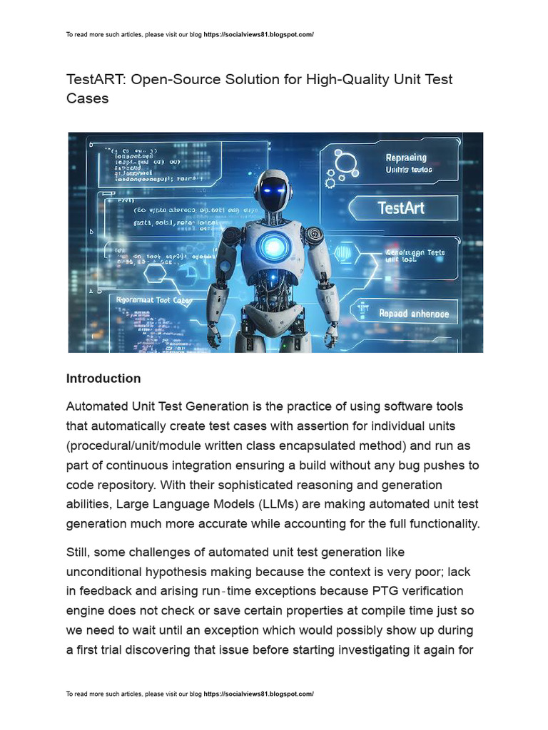 TestART: Open-Source Solution For High-Quality Unit Test Cases | PDF ... TestART: Open-Source Solution For High-Quality Unit Test Cases | PDF ...