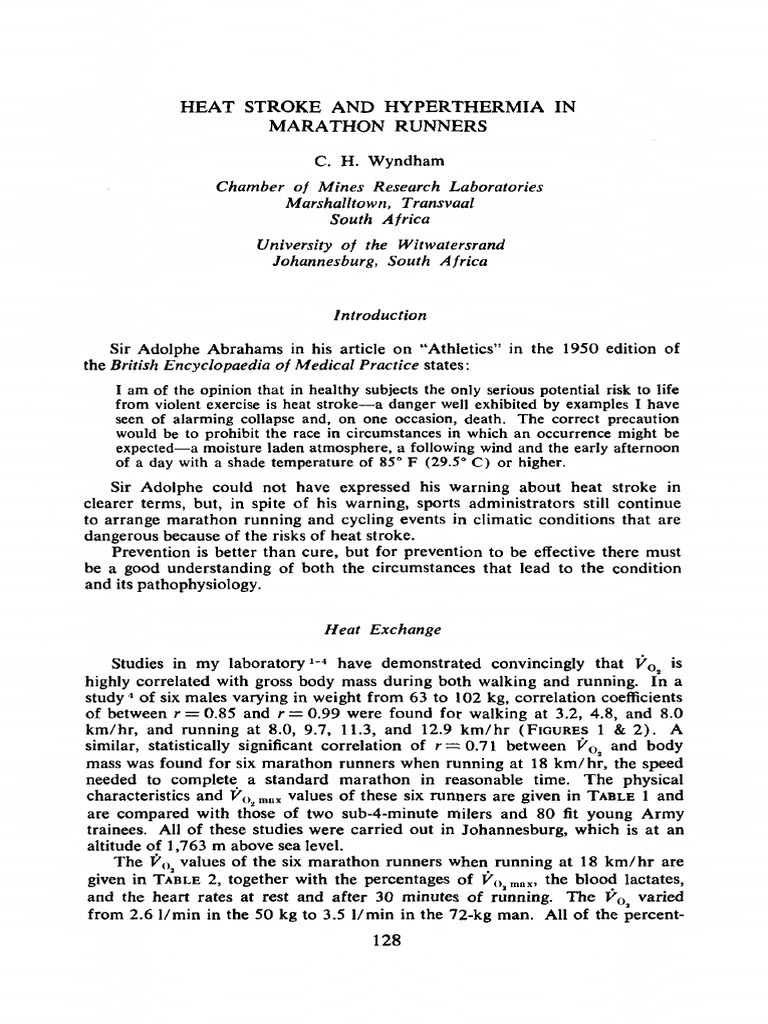 Heat Stroke and Hyperthermia in Marathon Runners Wyndham | PDF