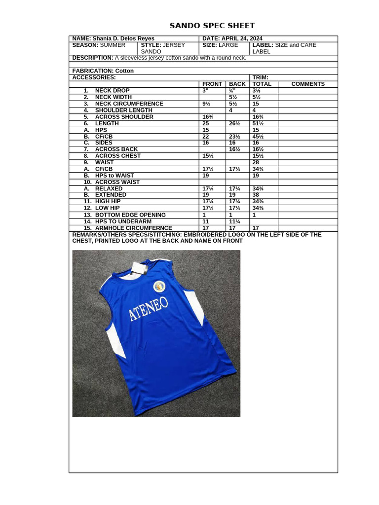 Jerseysando Spec Sheet | PDF
