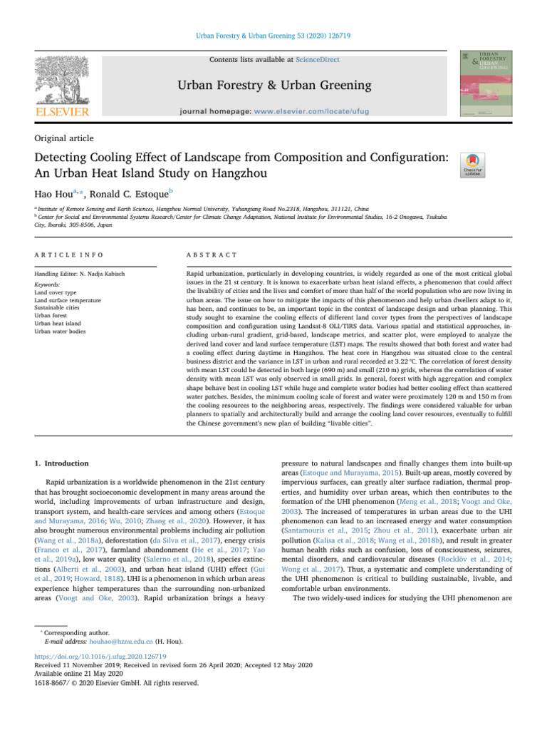 Detecting Cooling Effect of Landscape From Composition and ...