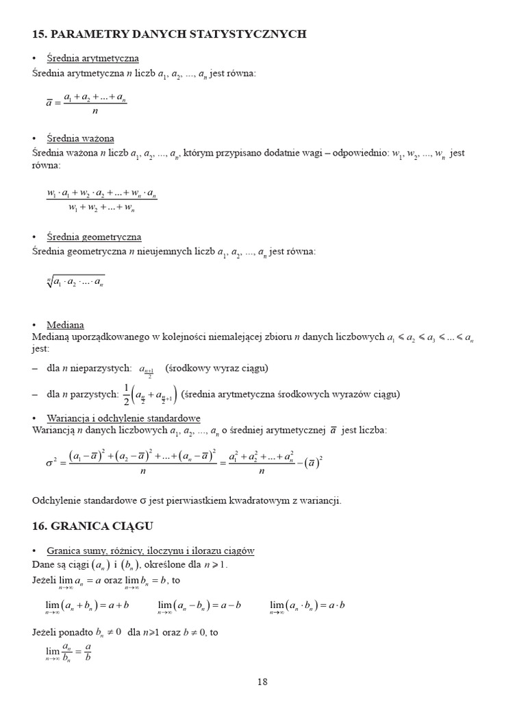 Matura - Statystyka I Pochodna | PDF