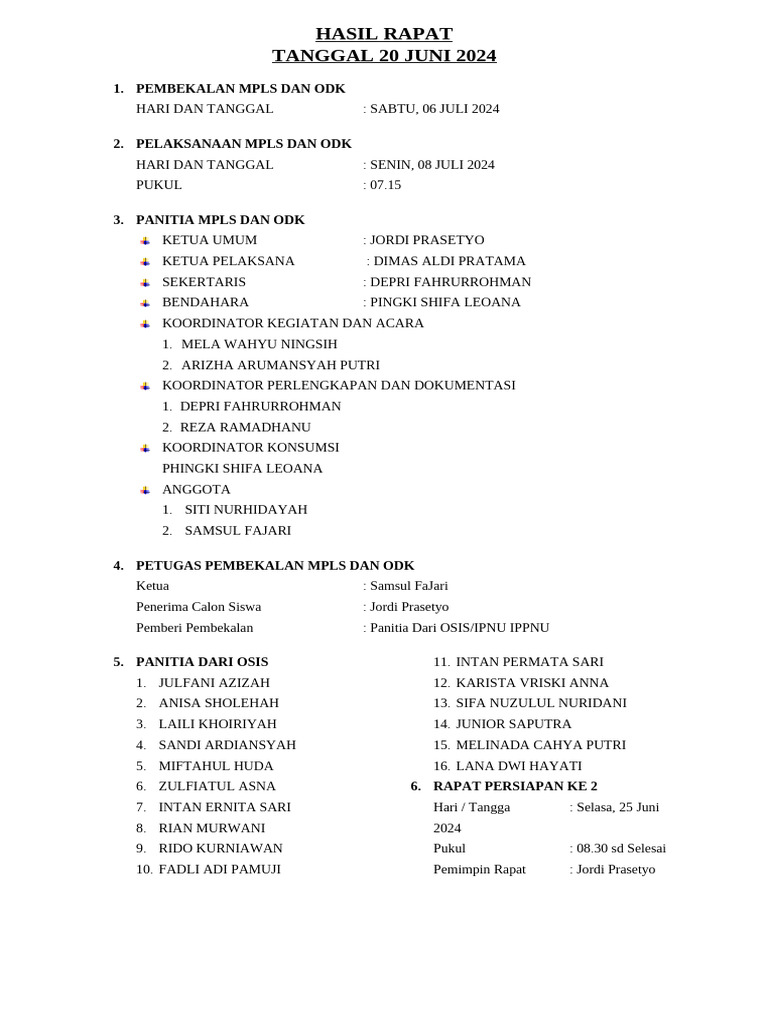 Hasil Rapat | PDF