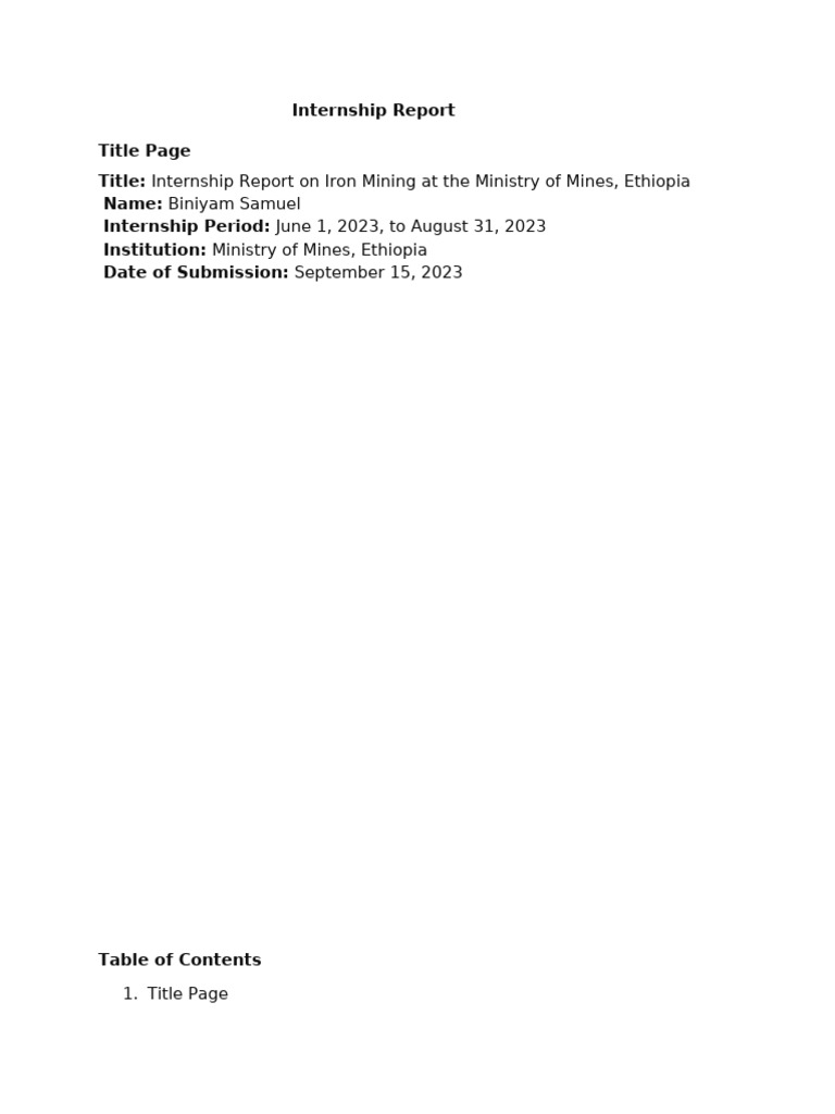 Internship Report | PDF Internship Report | PDF
