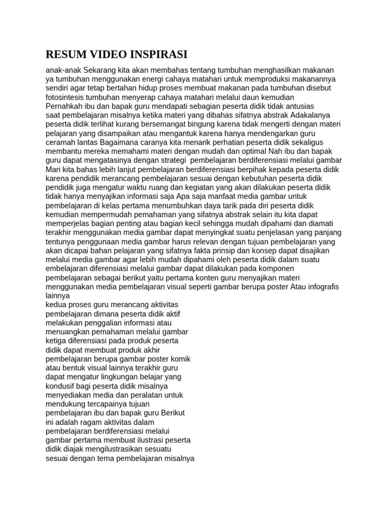 Resum Video Inspirasi | PDF