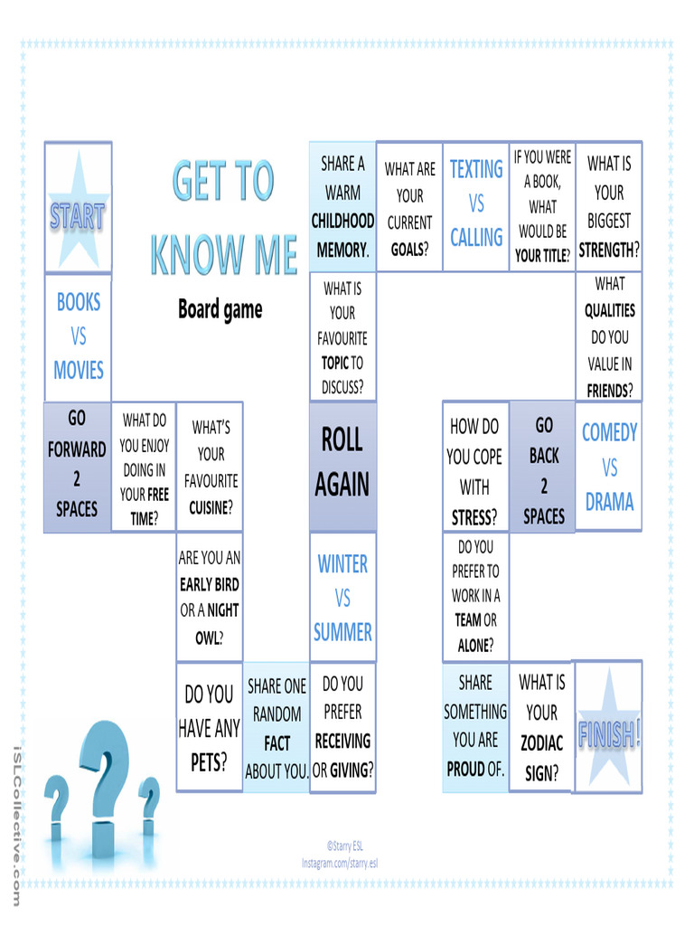 Get To Know Me - Board Game (Printable or Online) | PDF