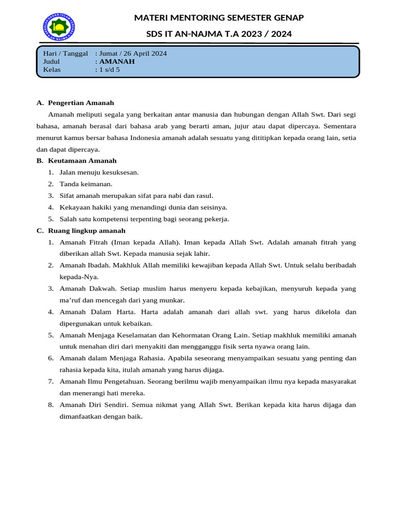 Materi Mentoring 17 Mei 2024 | PDF