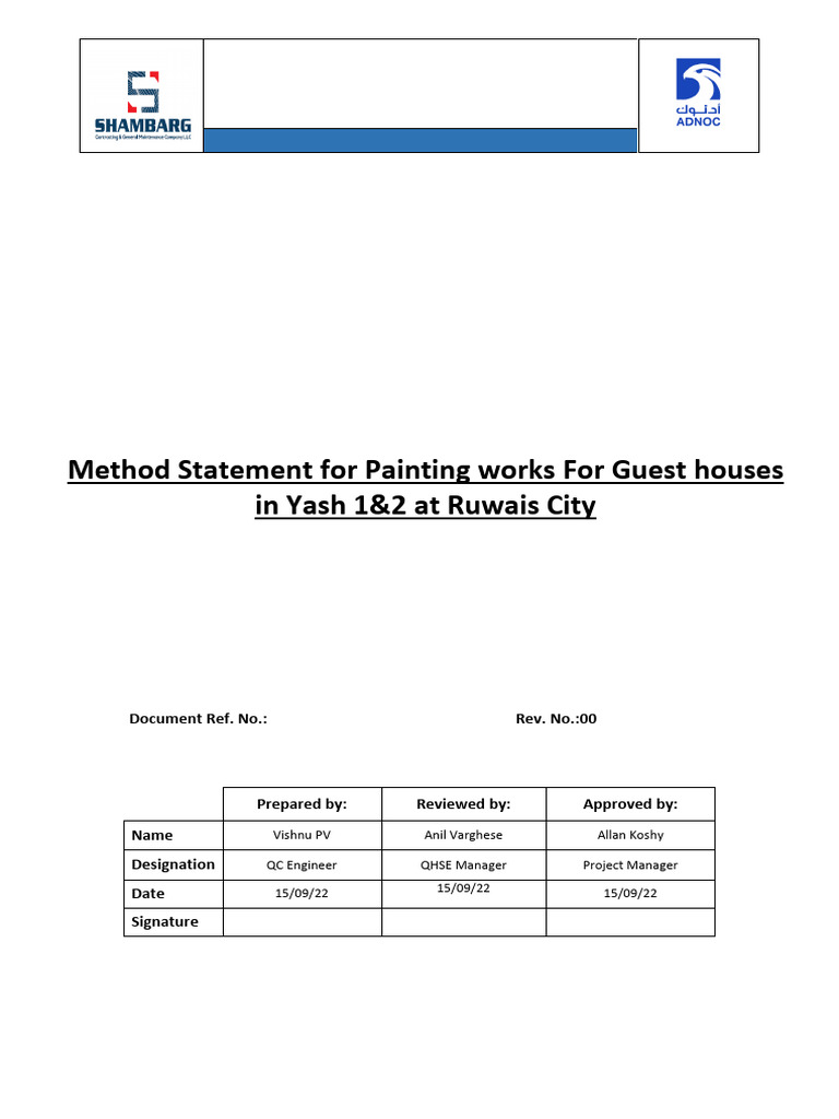 9.14 Method Statement For Painting Submission | PDF