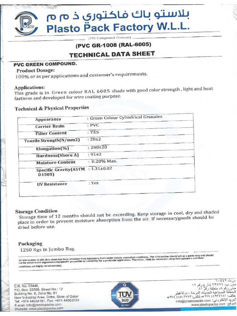 PVC Green 1008 Ral6005 - TDS | PDF