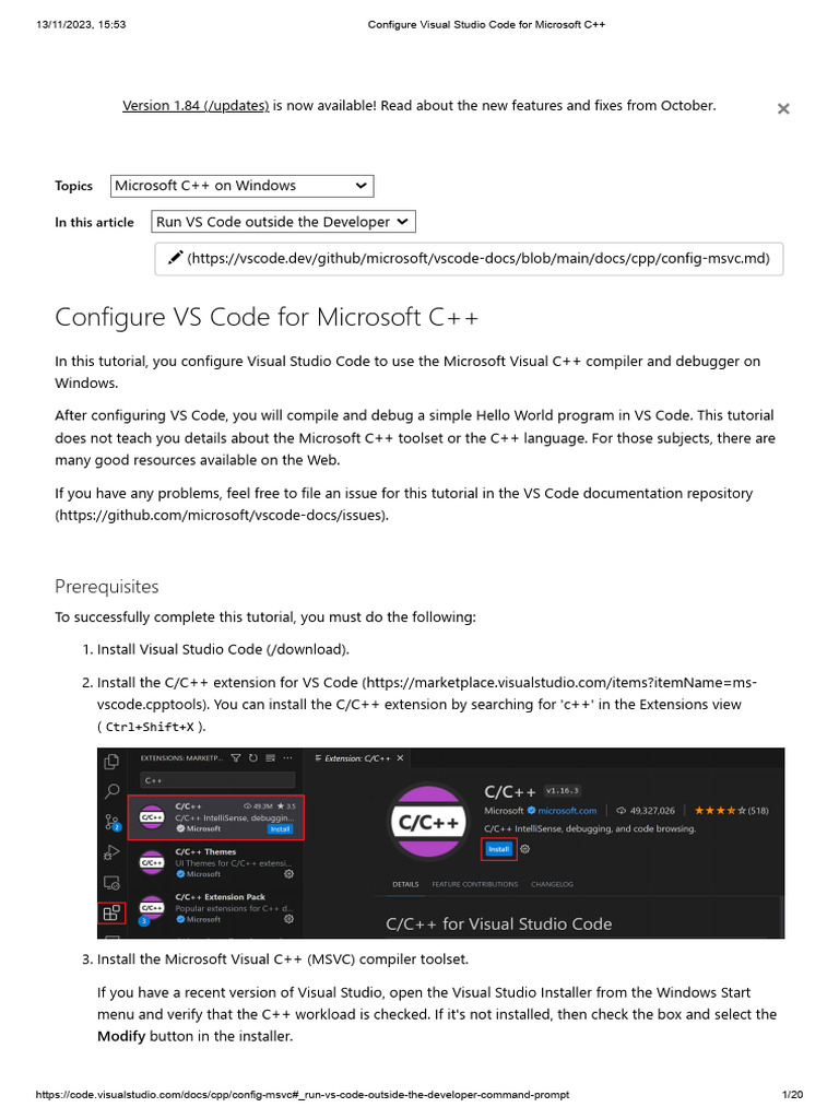 Configure Visual Studio Code For Microsoft C++ | PDF