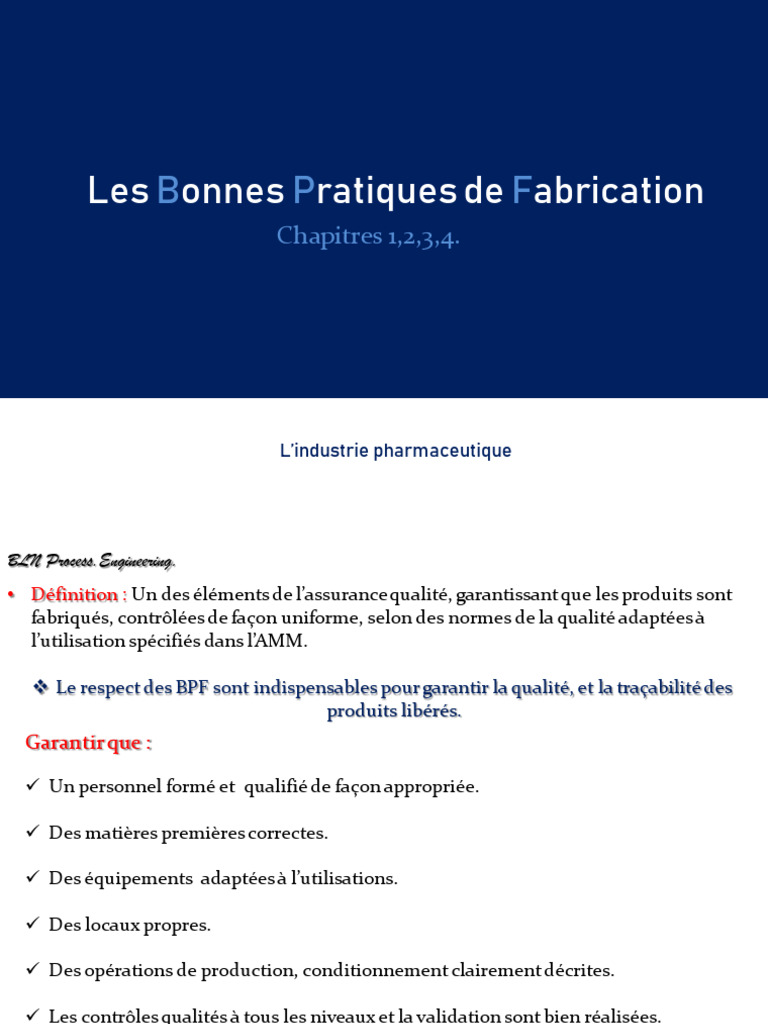 Les Bonnes Pratiques de Fabrication | PDF