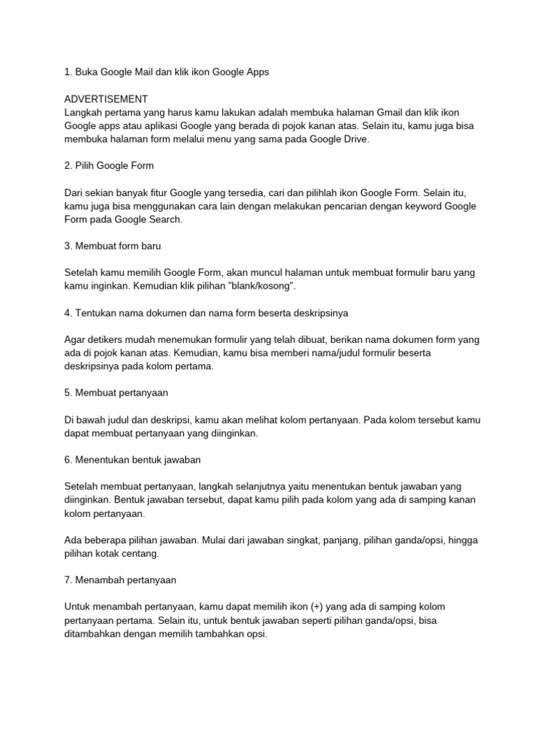 Cara membuat google form | PDF