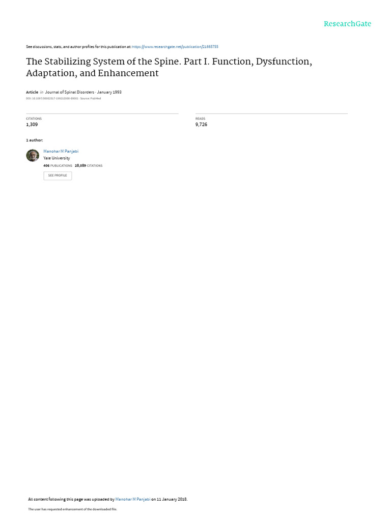 160 Panjabi 1992 Stabilizing System PT 1 | PDF