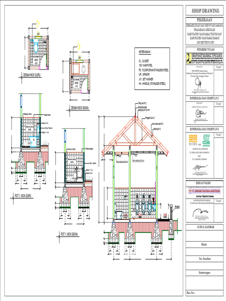 Shop Drawing: Denah MCK Guru Skala 1: 20 | PDF