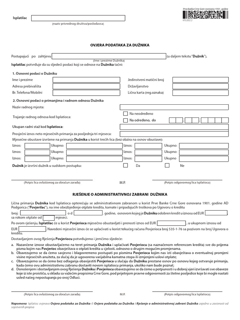 ADMINISTRATIVNA Prva Banka | PDF