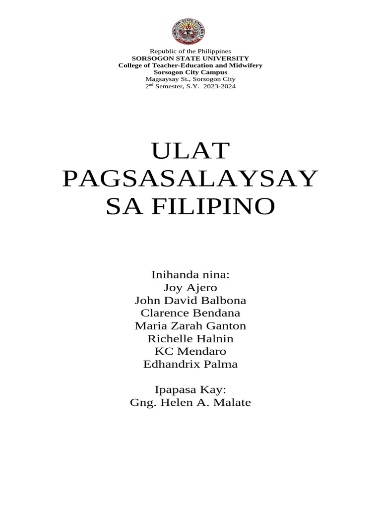 Narrative Report Fil | PDF