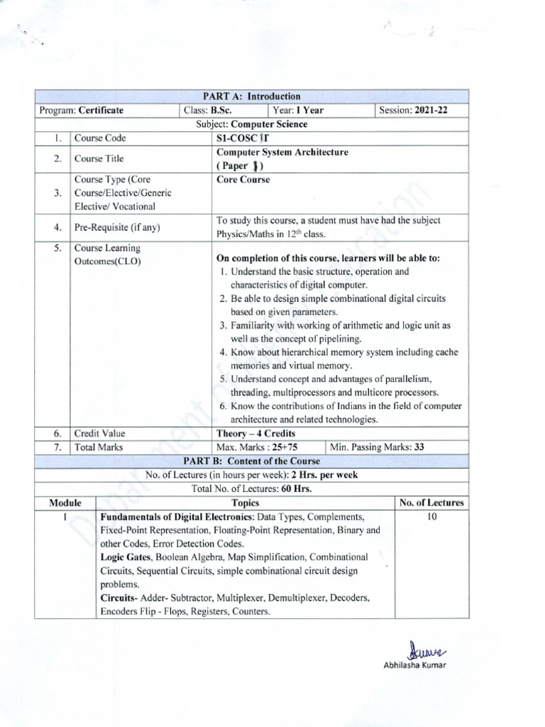 Computer Science College Syllabus | PDF