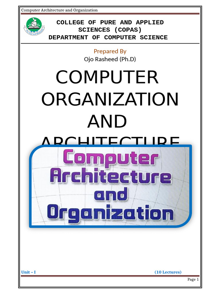 CSC 303 - Computer Organization and Architecture1 - Lecture Note | PDF