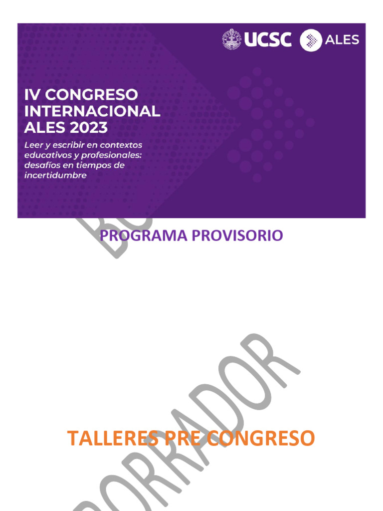ALES 2023 Programa Provisorio | PDF | Universidad