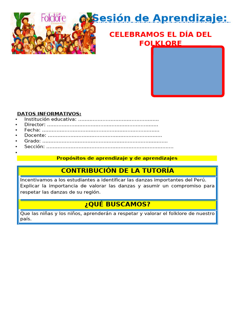 2° Sesión Día 2 Tut Celebramos El Día Del Folklore | PDF