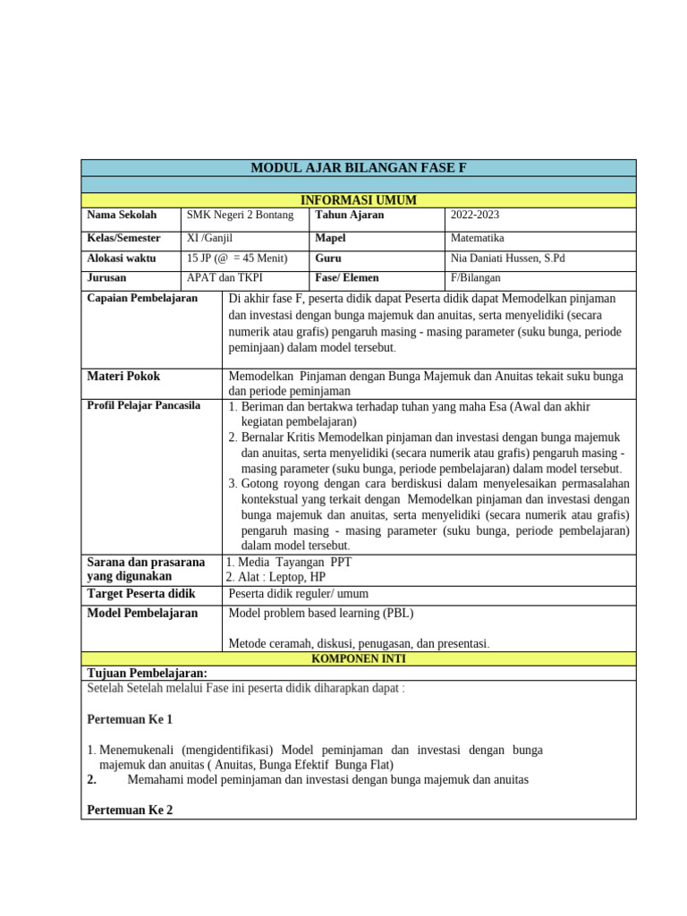 Modul Ajar Bilangan Fase f ( Baru 1 Pertemuan) | PDF